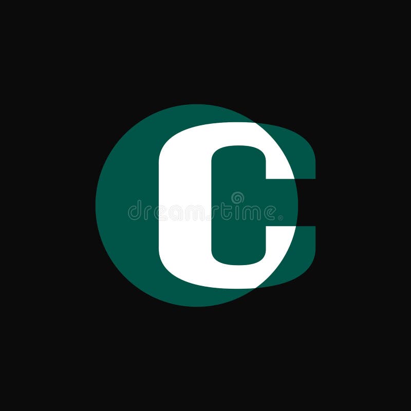C Bold Letter Mark Logo Vector Illustration. White and Green Concept ...