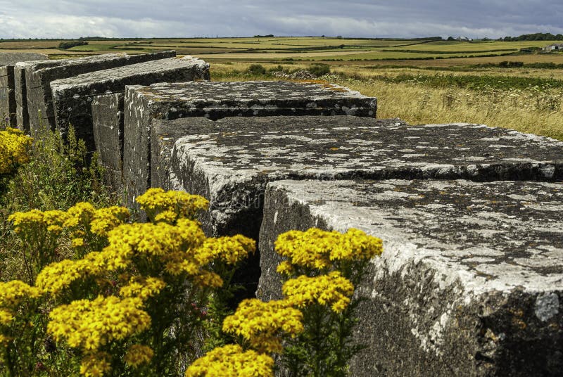 WW2 Anti-tank Defence Lines Stock Image - Image of wales, place: 233025301