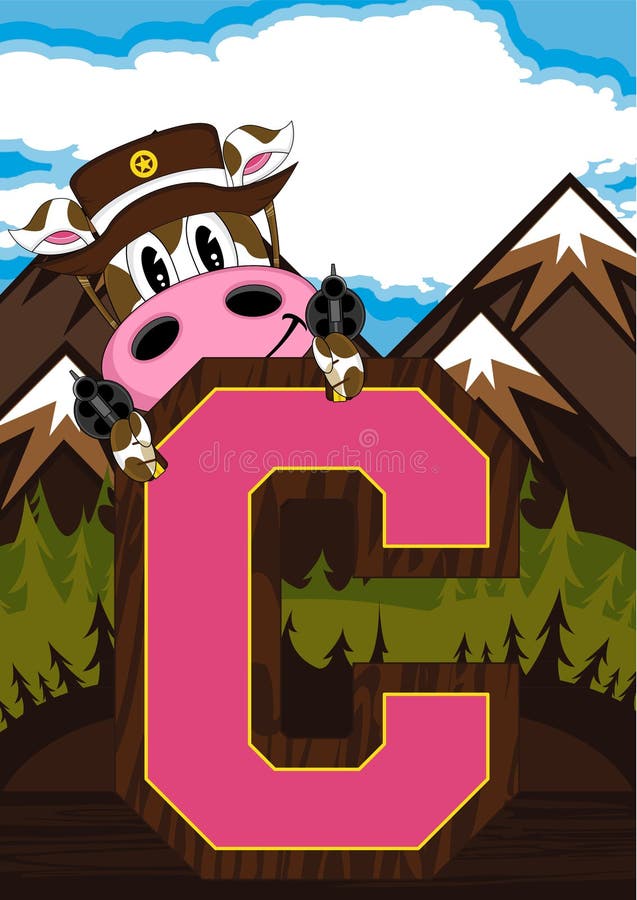 C is for Cowboy Cow stock vector. Illustration of cowboys - 90363295