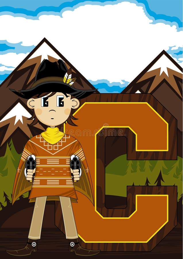 C is for Cowboy stock vector. Illustration of gunslinger - 88884631