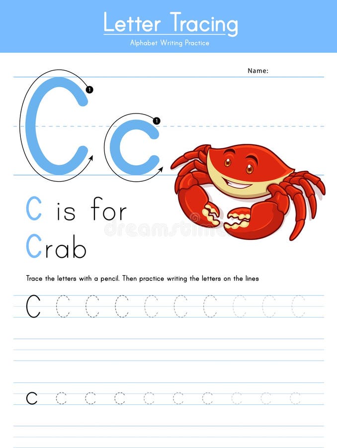 Tracing letter C for Kids stock illustration. Illustration of school ...