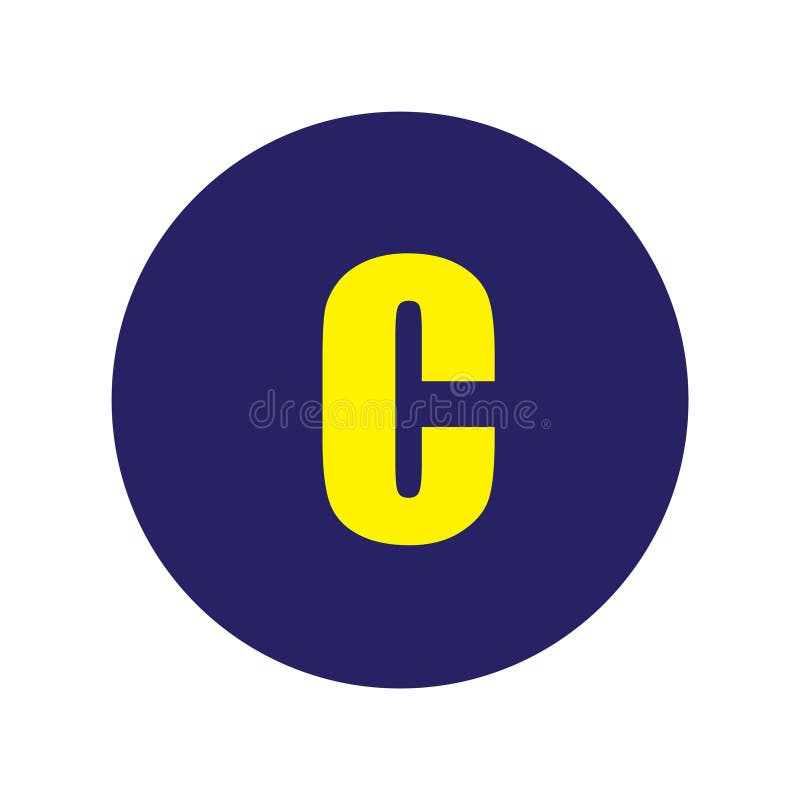 Letter C with Yellow Impact Font in Dark Blue Circle Stock Vector ...