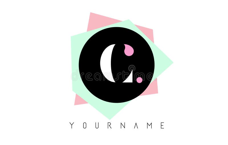 C Geometric Shapes Logo Design with Pastel Colors. Stock Vector ...