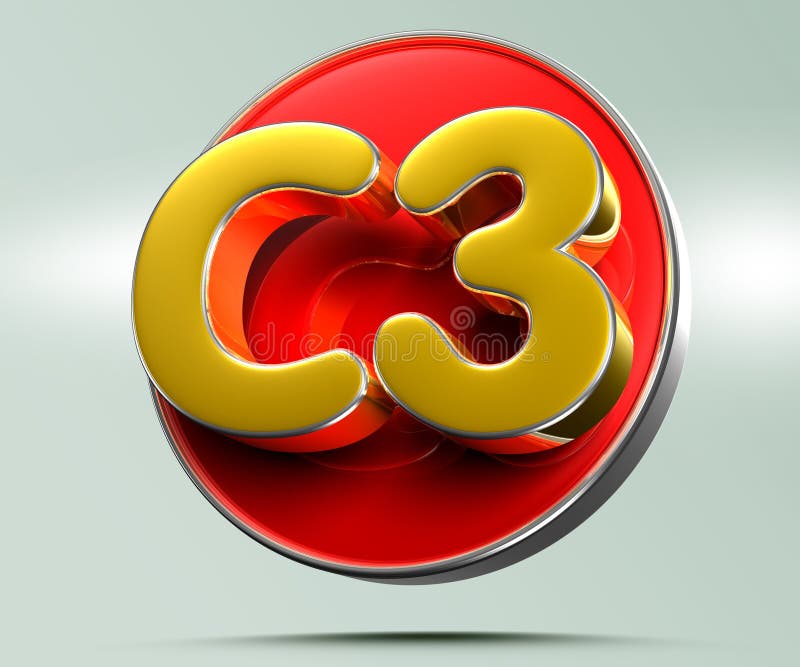C3 gold on red circle 3D. stock illustration. Illustration of ...