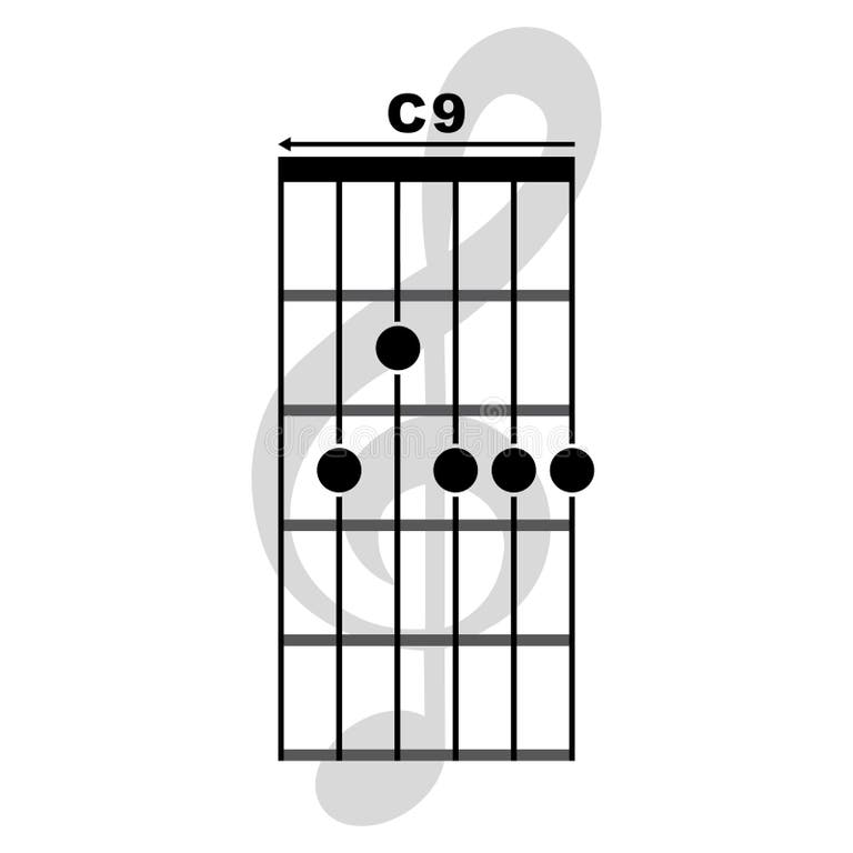 C9 guitar chord icon stock vector. Illustration of chrome - 303664366