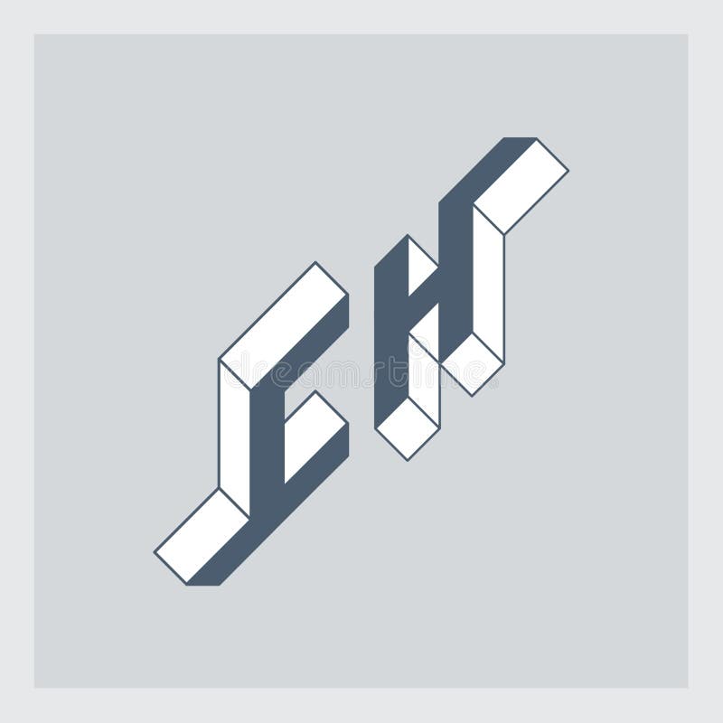 C and H - Monogram or Logotype. Isometric 3d Font for Design. Three ...