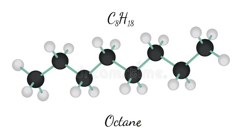 C8H18 octaanmolecule vector illustratie. Illustration of structuur ...