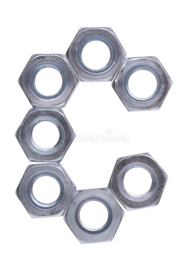 C hecha de tuercas imagen de archivo. Imagen de aislado - 4759393