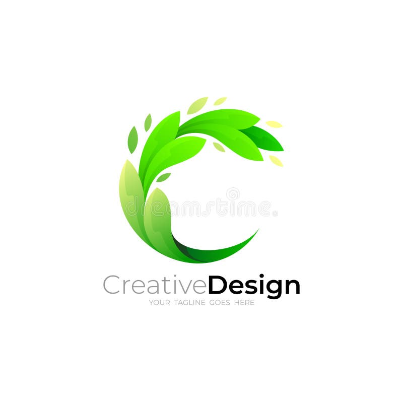 The C Icon Combined with a Leaf Represents a Natural Logo Stock Vector ...