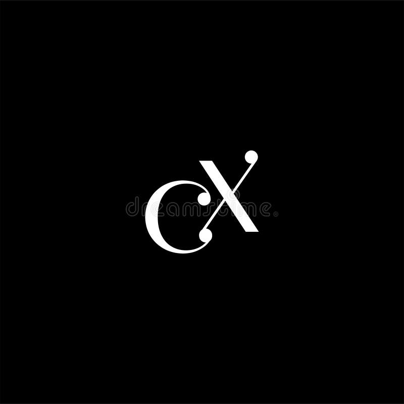 C X Letter Logo Abstract Design on Black Color Background Stock ...