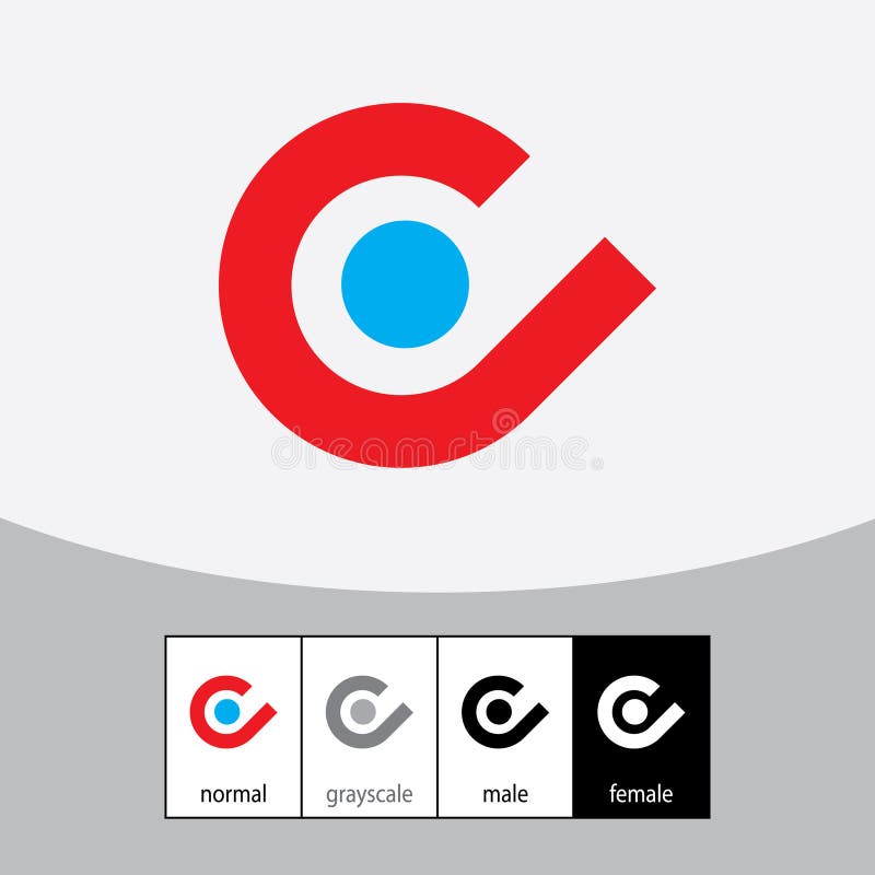 C Letter Logo. Blue and Red Color Stock Vector - Illustration of icon ...