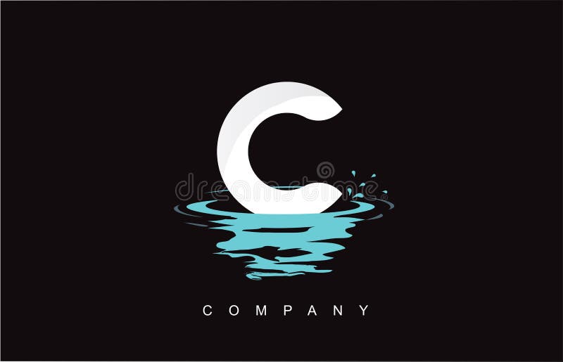 C Letter Logo Design with Water Splash Ripples Drops Reflection Stock ...