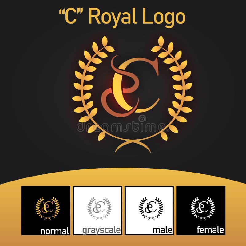 C Letter Logo Royal. Golden Color- Vector Stock Vector - Illustration ...