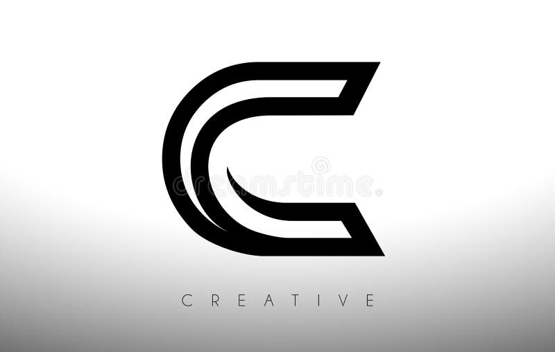 C Letter Logo With Swoosh Creative Lines And Monogram Look Vector Stock Vector Illustration Of