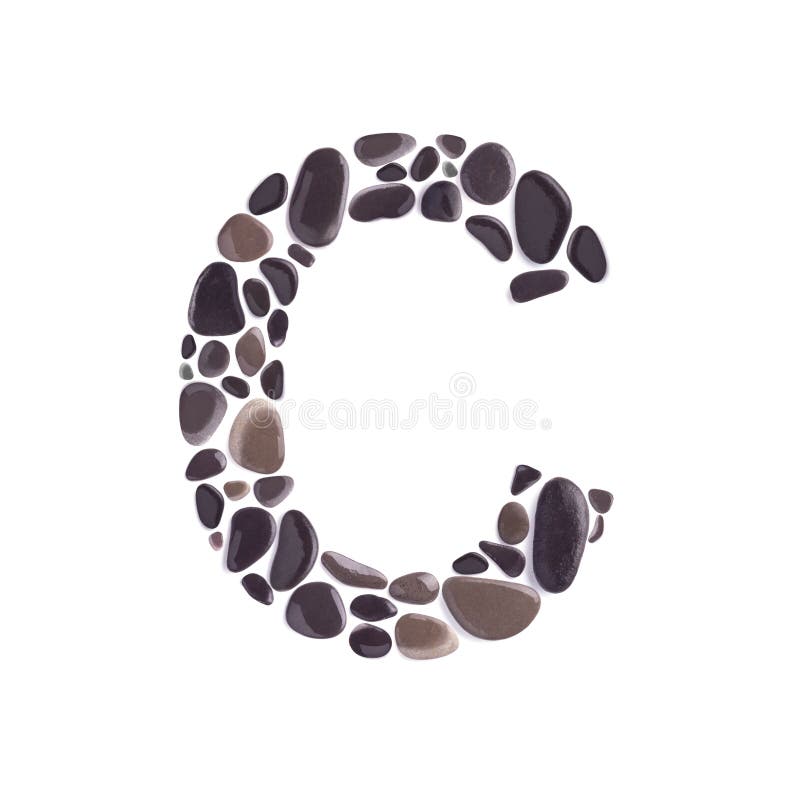 C Letter Made of Black Beach Stones Isolated on White Background Stock ...