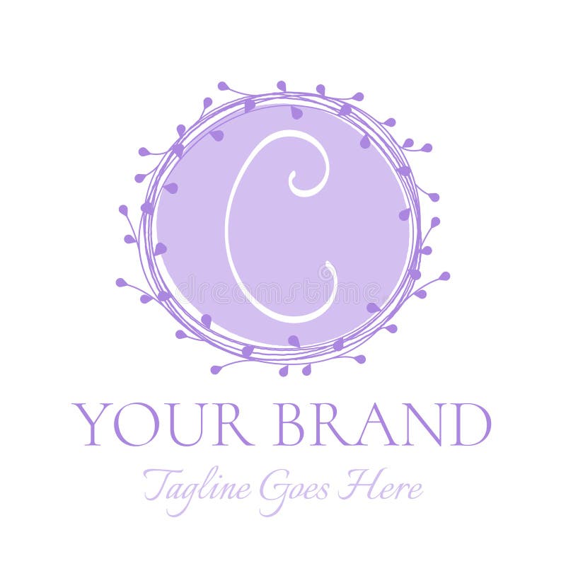 C Letter Purple Round Floral Logo Stock Vector - Illustration of logo ...
