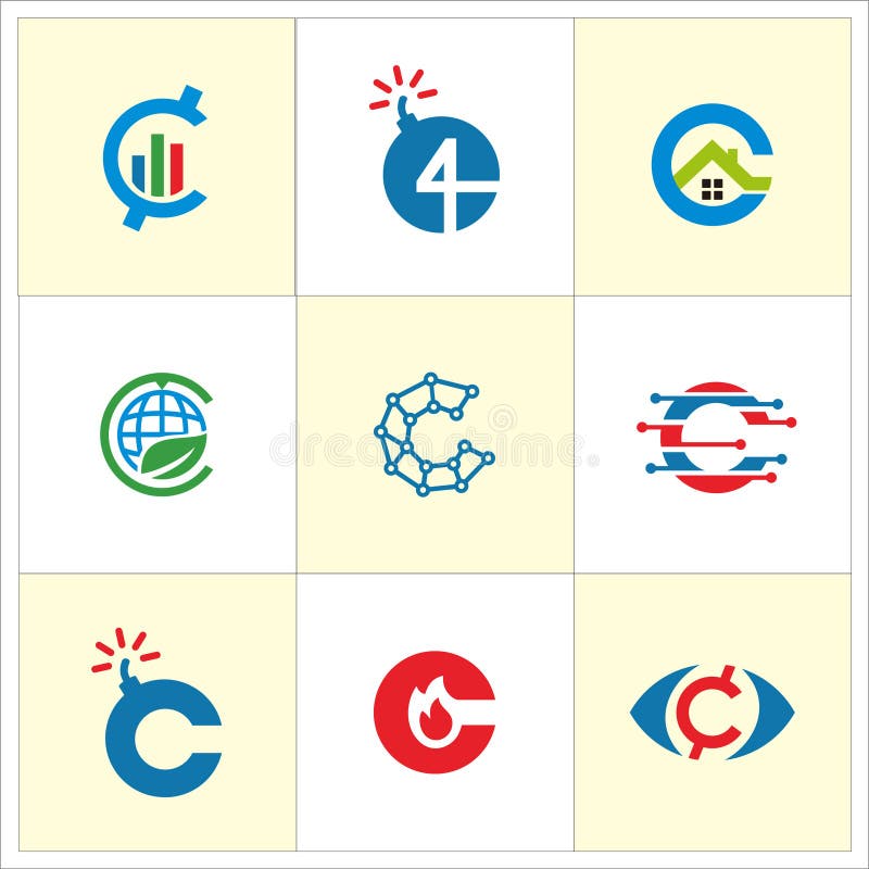 Creative C Logo Design Template Vector Set Stock Vector - Illustration ...