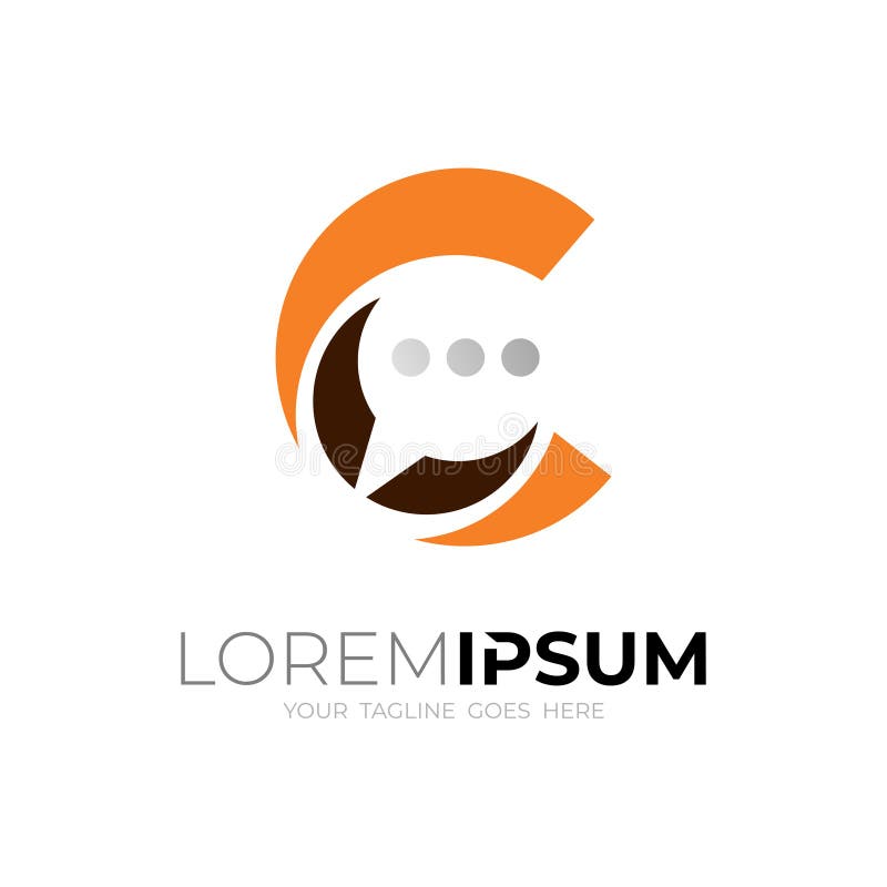 C Logo and Chat Design Communication, Simple Style Stock Vector ...