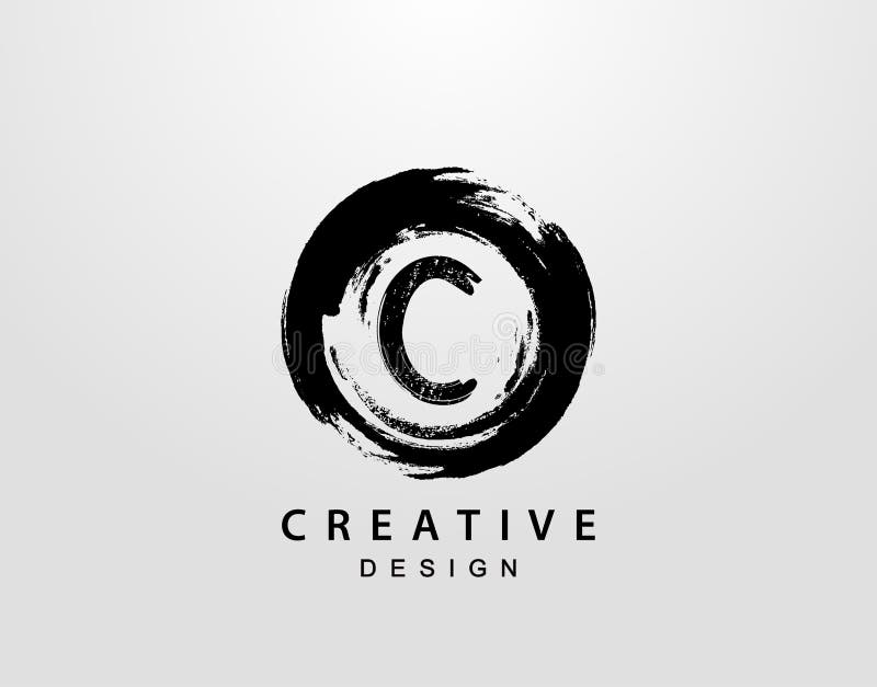 C Logo with Circle Splatter Element. Vintage Circle Wave Logo Design ...