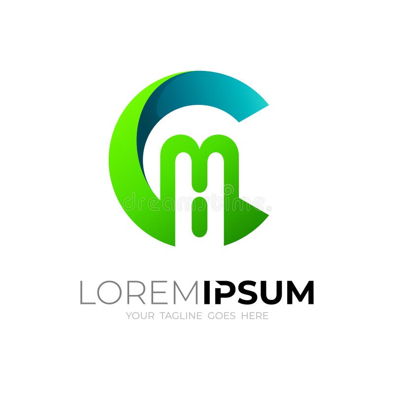 C and M Logo with Circle Design Vector, 3d Colorful Stock Vector ...