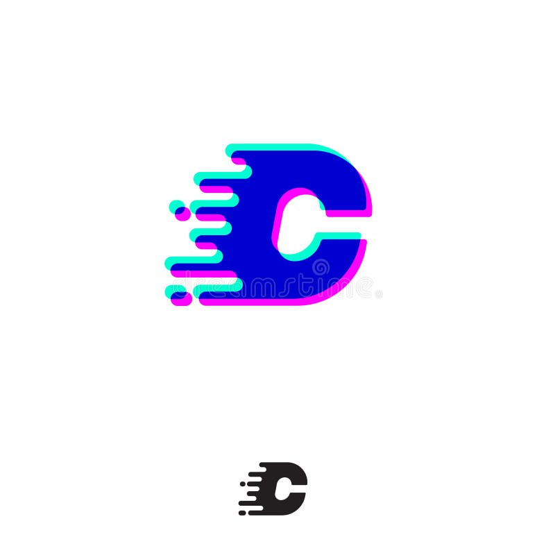 C Monogram with Stereo Effect. C Letter with Movement and Shift Stock ...
