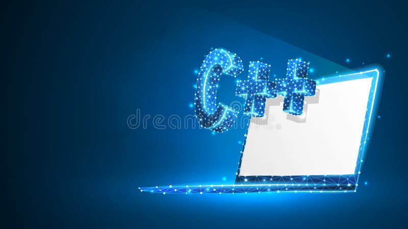 C Plus Coding Language On White Notebook Screen Device Programming Developing Concept Stock