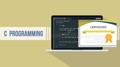 C Programming Language with Certificate Paper with Laptop Stock ...