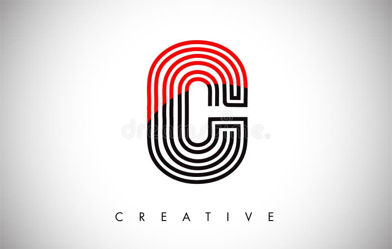 C Red and Black Letter Modern Trendy Design Logo. Letter C Icon Logo ...