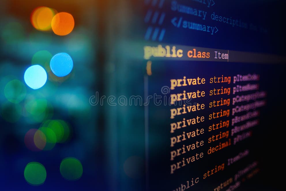 C Sharp Programming Language Source Code Example on Monitor Stock Image - Image of sharp, system ...