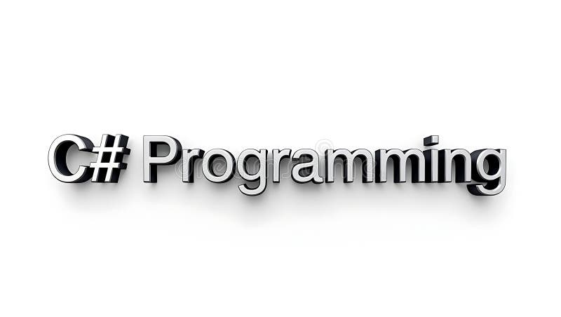 C Sharp Programming Text in Metallic Style on a Plain Background Stock ...