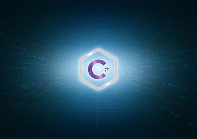 C Sharp Sign and Program Code on Blue Background Stock Vector ...