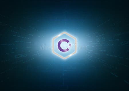 C Sharp Sign and Program Code on Blue Background Stock Vector - Illustration of programmer, sign ...