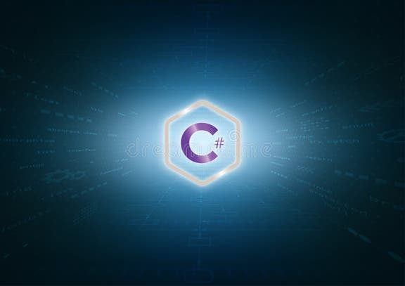 C Sharp Sign and Program Code on Blue Background Stock Vector ...