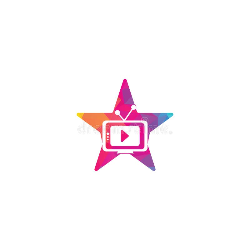 TV Media Star Shape Concept Logo Design. TV Service Logo Template ...