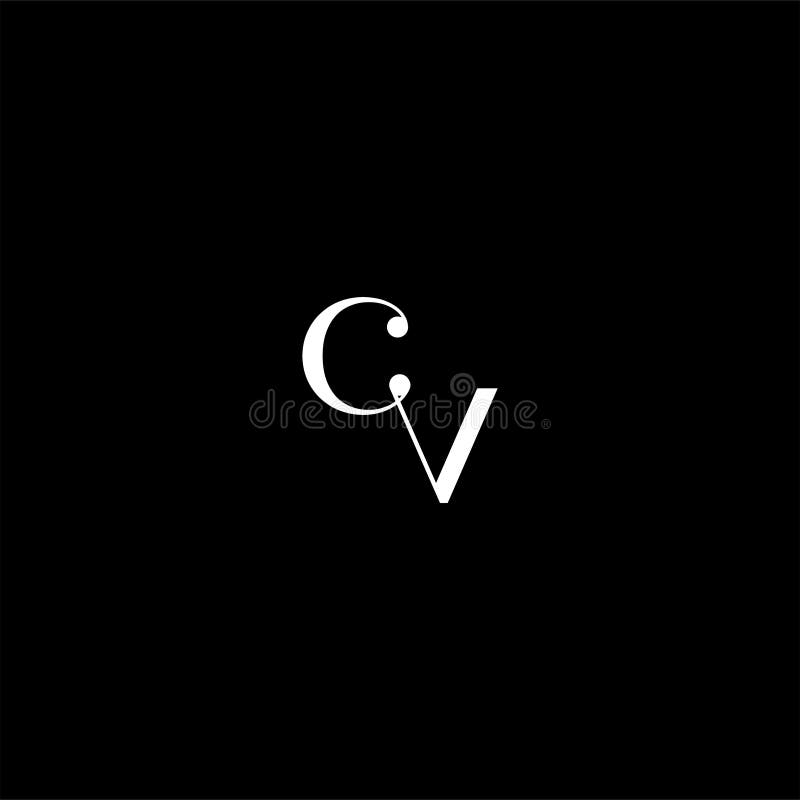 C V Letter Logo Abstract Design on Black Color Background Stock ...