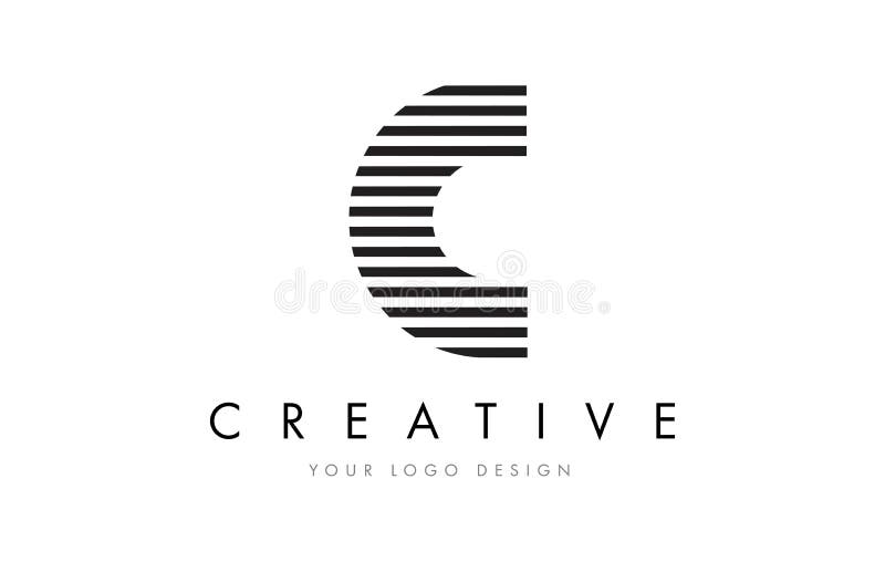 C Zebra Letter Logo Design with Black and White Stripes Stock Vector ...