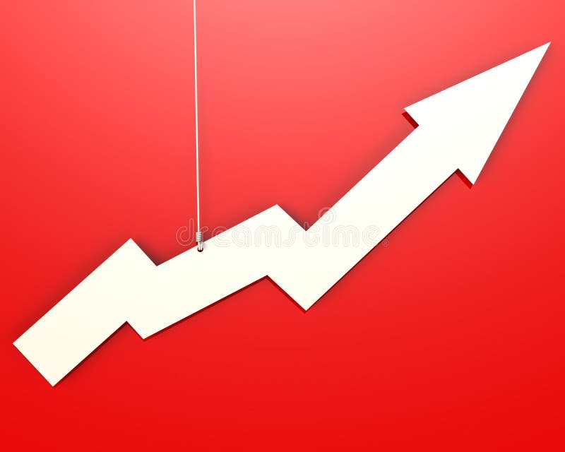 Caída Blanca De La Flecha En Fondo Rojo Stock de ilustración ...