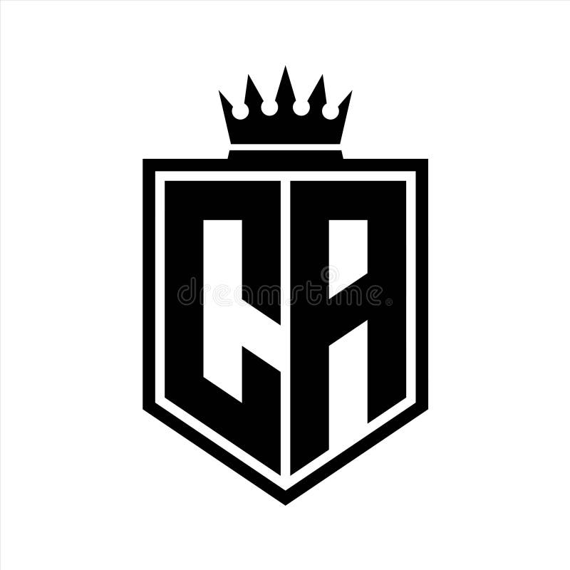 CA Logo Monogram Bold Shield Geometric Shape with Crown Outline Black ...