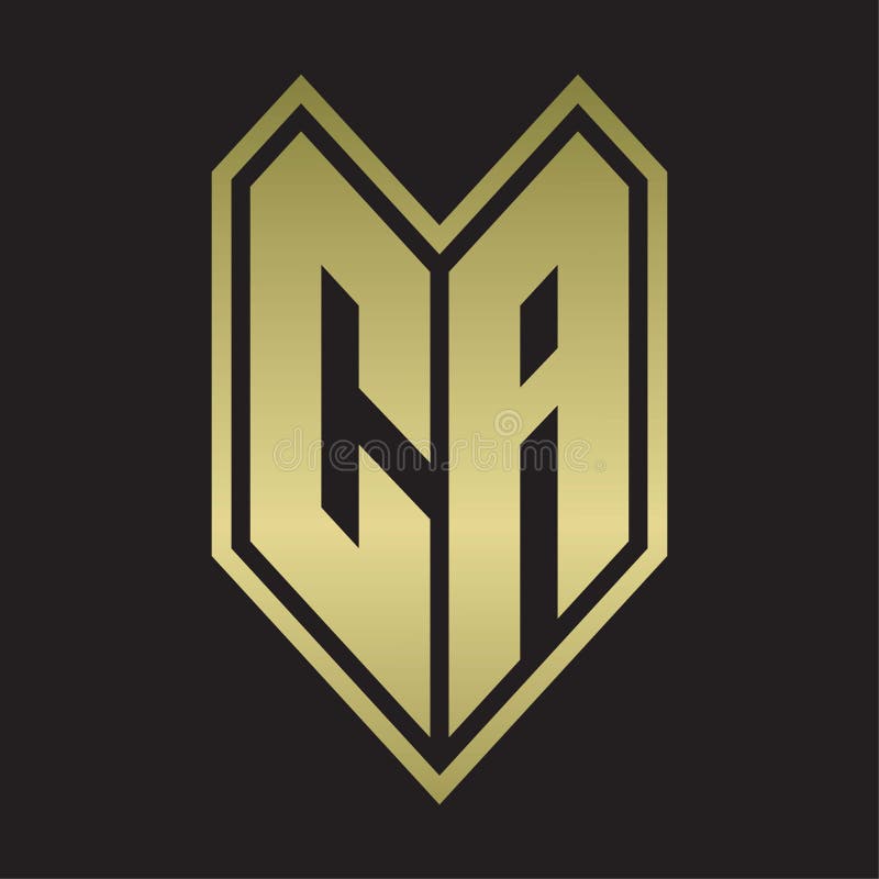 CA Logo Monogram with Emblem Line Style Isolated on Gold Colors Stock ...