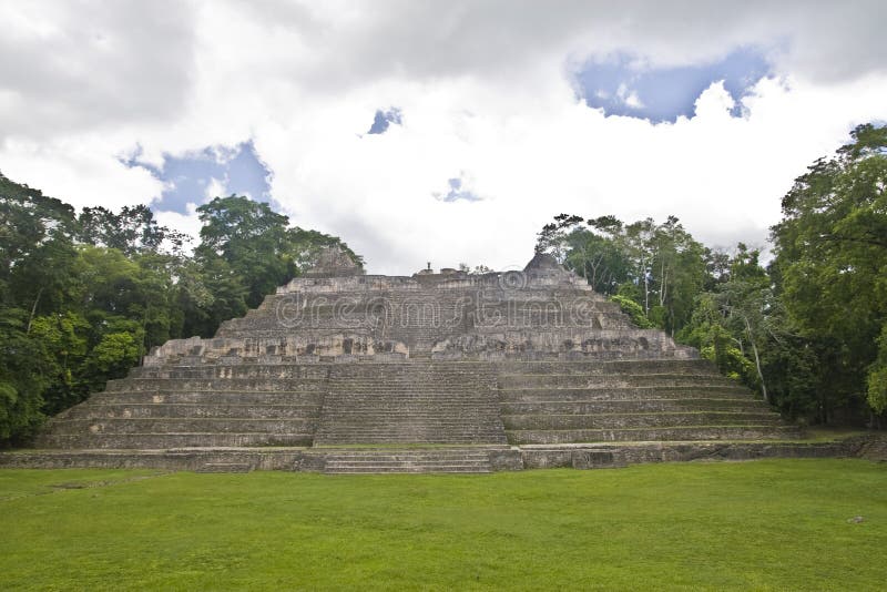 Caana Pyramid at Caracol in Belize Stock Image - Image of archeological ...