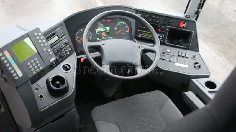 Cab of Bus Shown from Inside, with Its Dashboard Stock Video - Video of ...