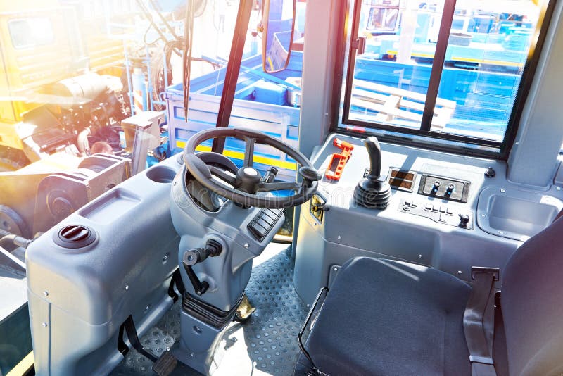High Rise Crane Cabin Interior Stock Photo - Image of door, industry ...