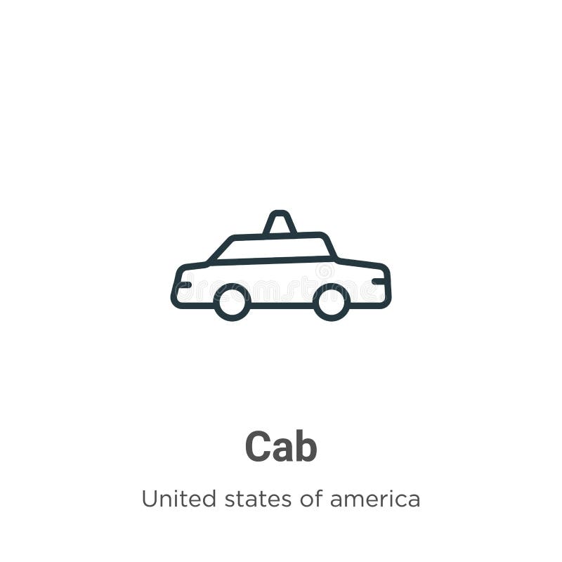Cab Outline Vector Icon. Thin Line Black Cab Icon, Flat Vector Simple ...
