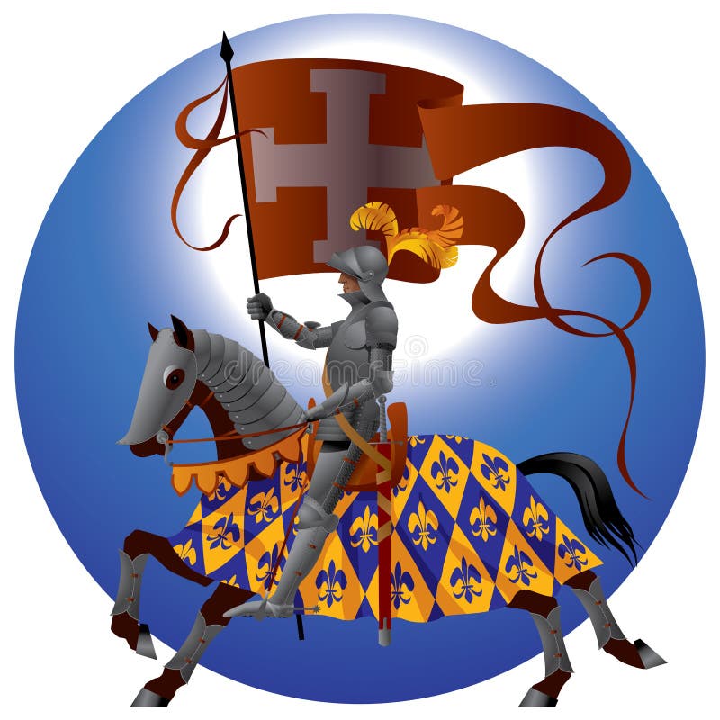 Caballero con un estándar ilustración del vector. Ilustración de ...