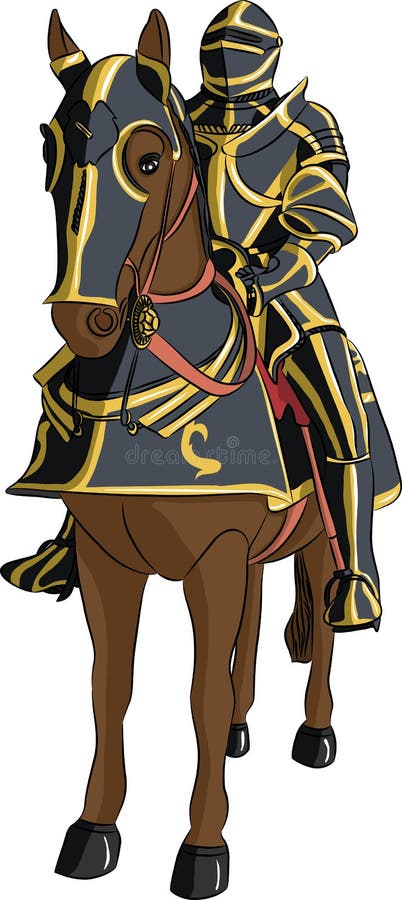 Caballero Medieval Del Vector En Armadura A Caballo Ilustración del ...