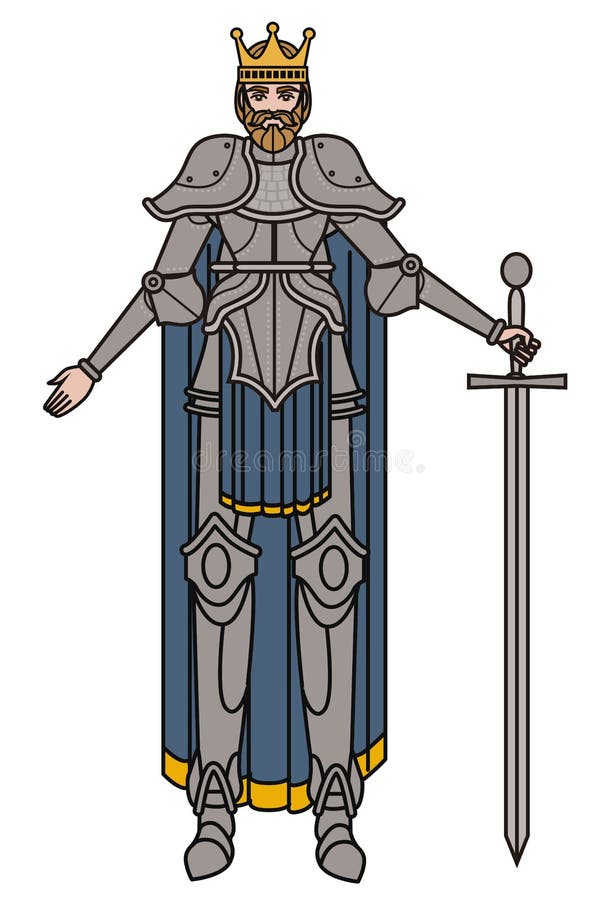 Caballero Rey Con Una Espada Larga Ilustración del Vector - Ilustración ...