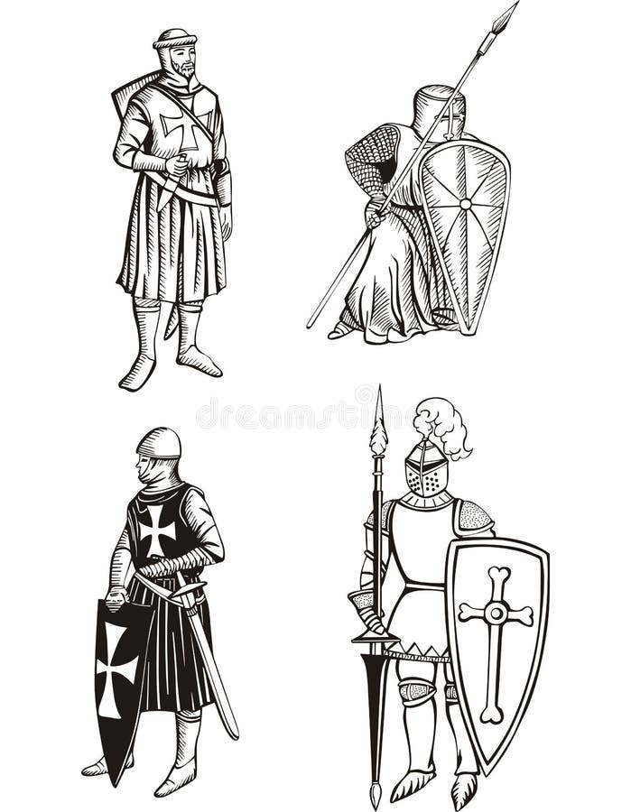 Cruzado Medieval Del Caballero Ilustración del Vector - Ilustración de ...