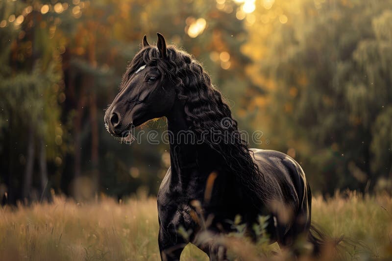 Caballo frisón stock de ilustración. Ilustración de belleza - 326233192