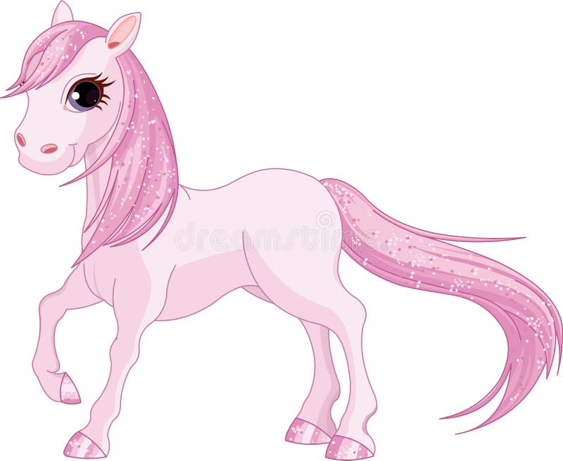 Caballo Rosa Aislado En Fondo Blanco Stock de ilustración - Ilustración ...