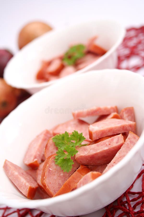 Slices of cabanossi stock photo. Image of meat, pork - 37200632